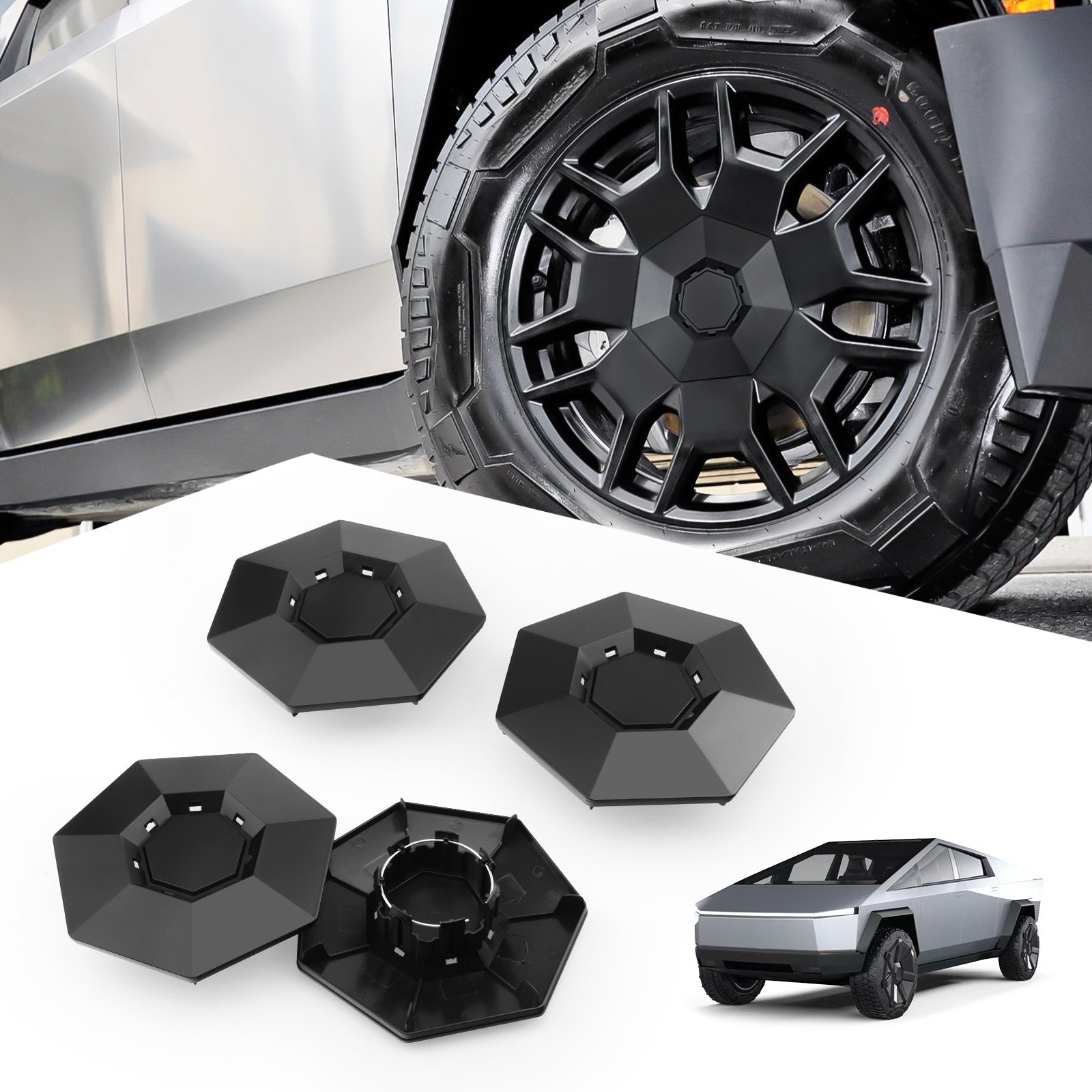 Klutchtech 4PCS Wheel Caps for Tesla Cybertruck 2024 2025, Removable A ...